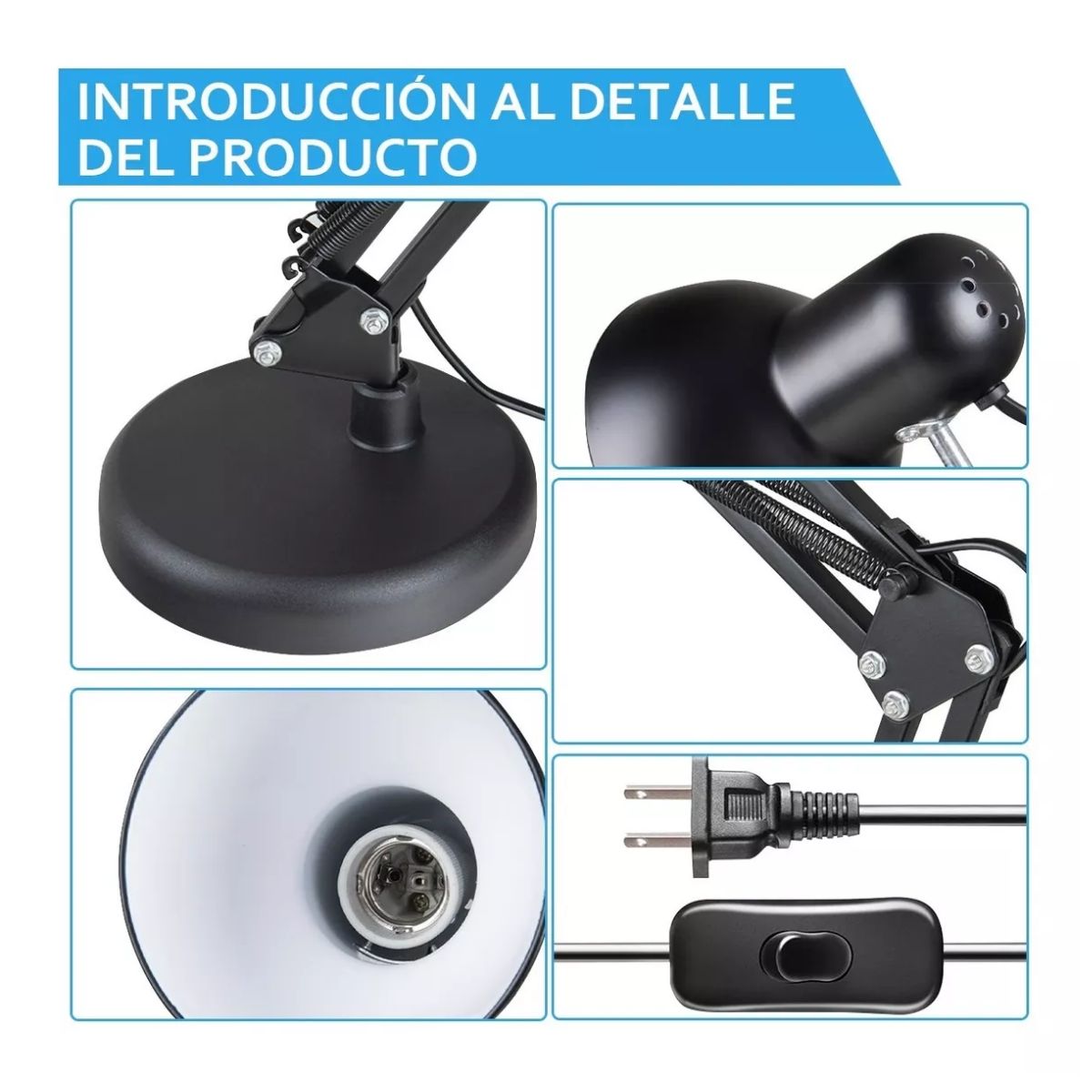 Lampara de escritorio extensible Negra