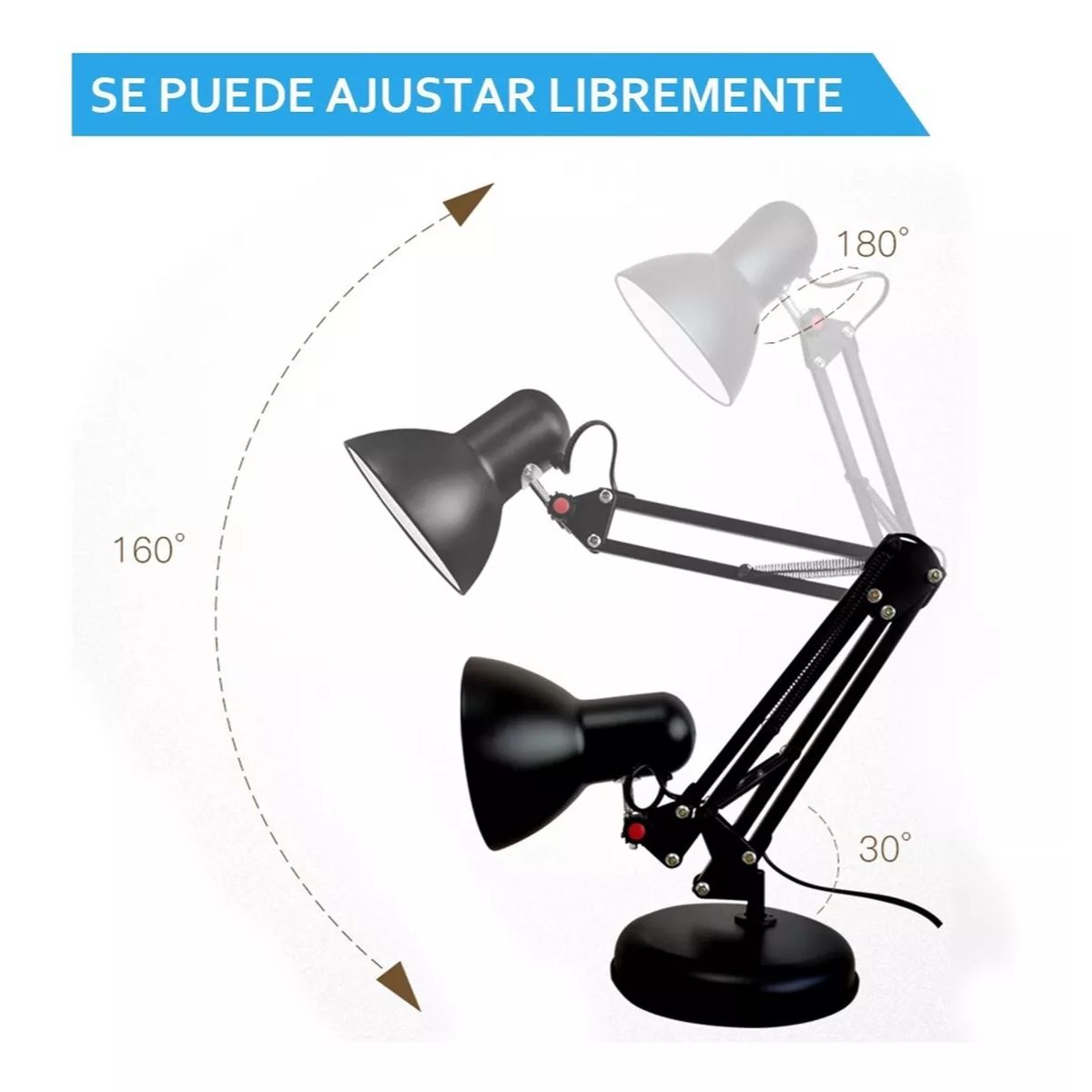 Lampara de escritorio extensible Negra