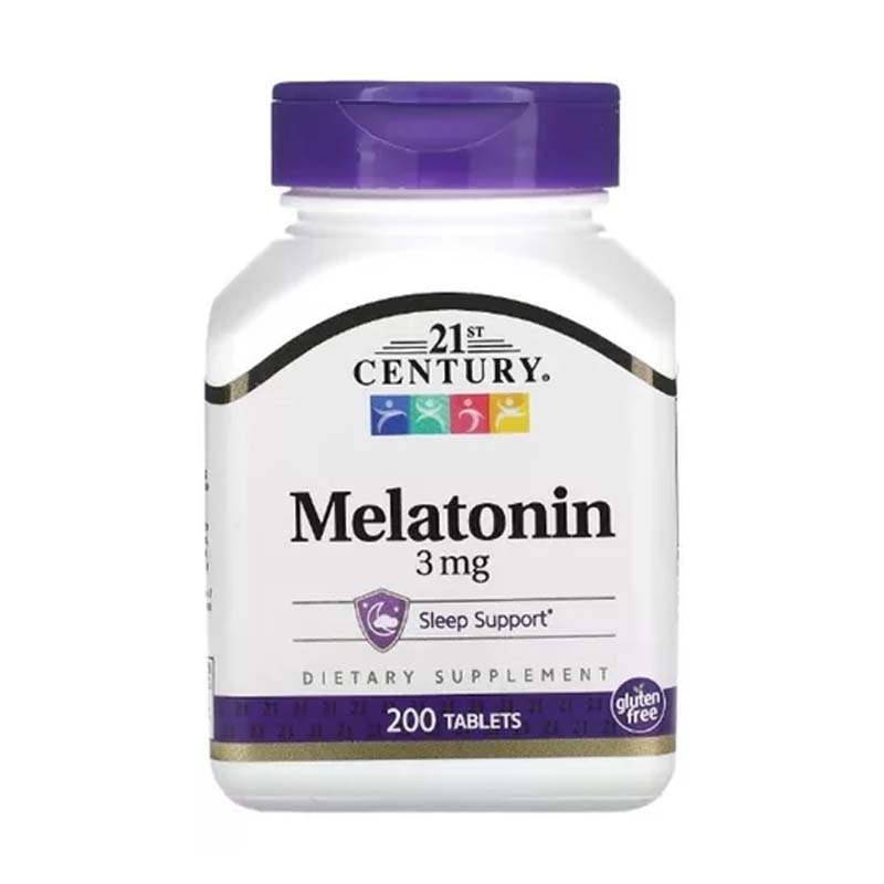 Melatonina 3mg 200 tabletas 21 Century Ayuda a mejorar el descanzo