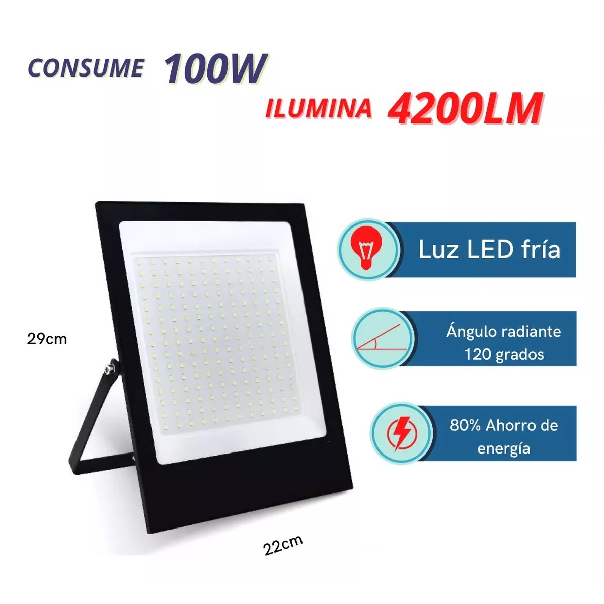 Reflector Led Slim 100w Ilumina 1000w Uso Exterior Ip66