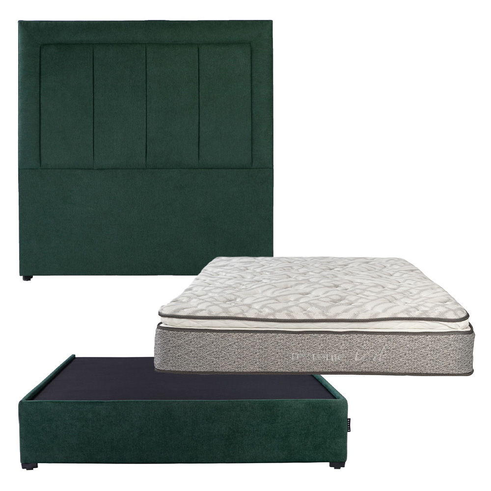 Colchón Queen Size Restonic Vail Con Cabecera Dicasa Davos Y Base Cama