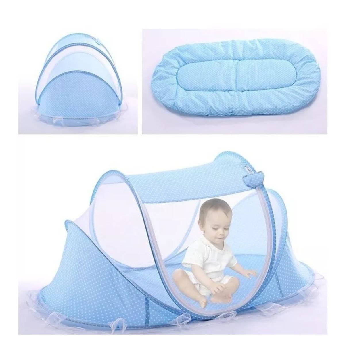 Cuna moises plegable portátil Azul