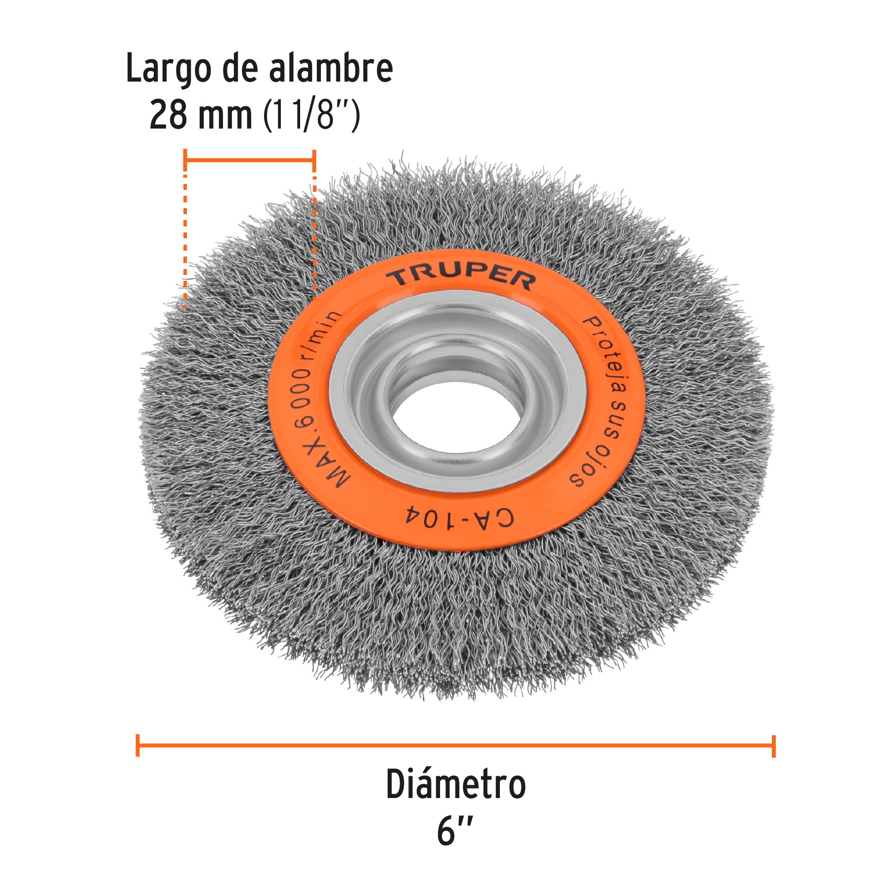CARDA ALAMBRE ONDULADO 6" X 3/4" PARA ESMERIL, TRUPER 11520