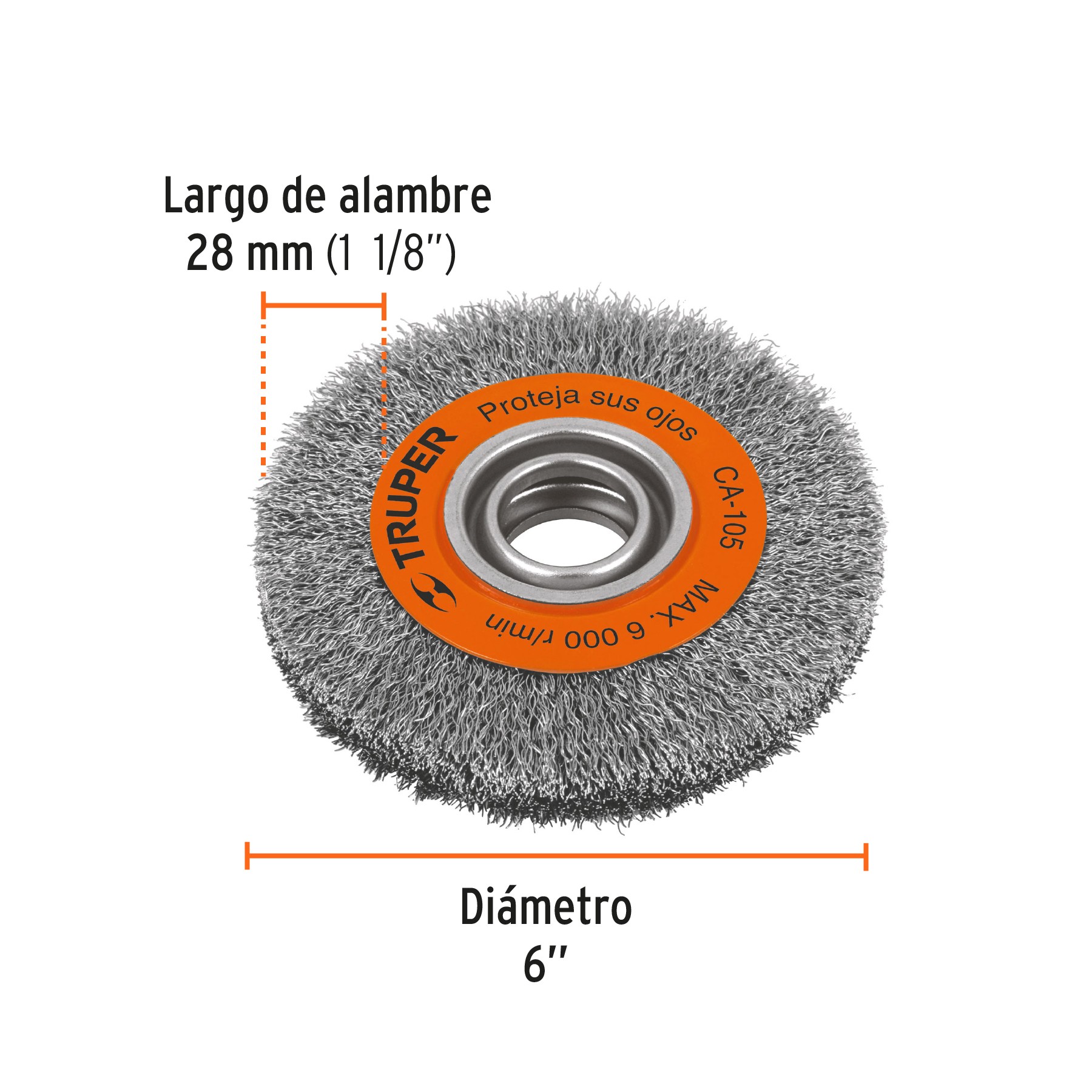 CARDA ALAMBRE ONDULADO 6" X 13/16" PARA ESMERIL, TRUPER 11523