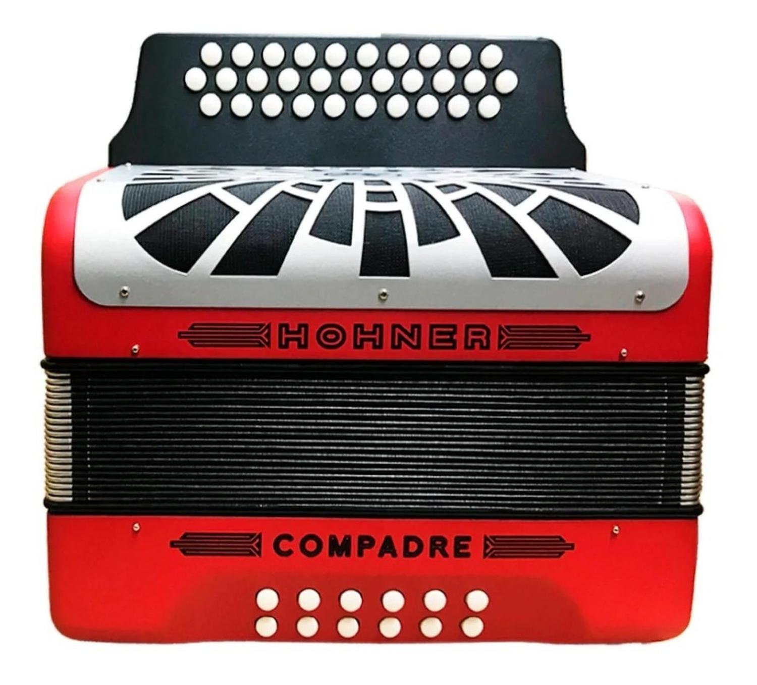 Hohner Acordeon Diatonico Sib-Mib-Lab Rojo con Funda A4864 Compadre