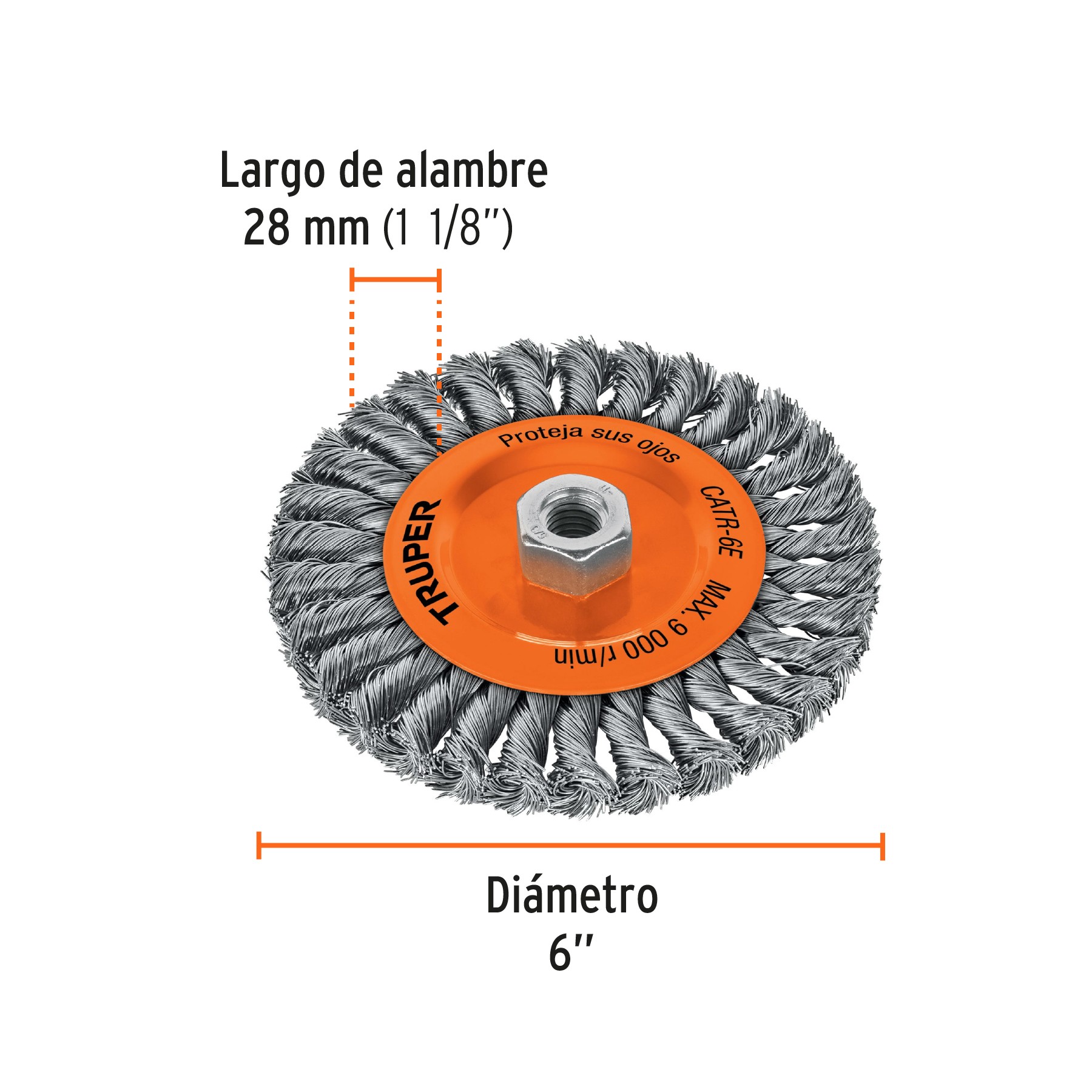 CARDA CIRCULAR 6" ALAMBRE TRENZADO, EJE 5/8"-11, TRUPER 11597