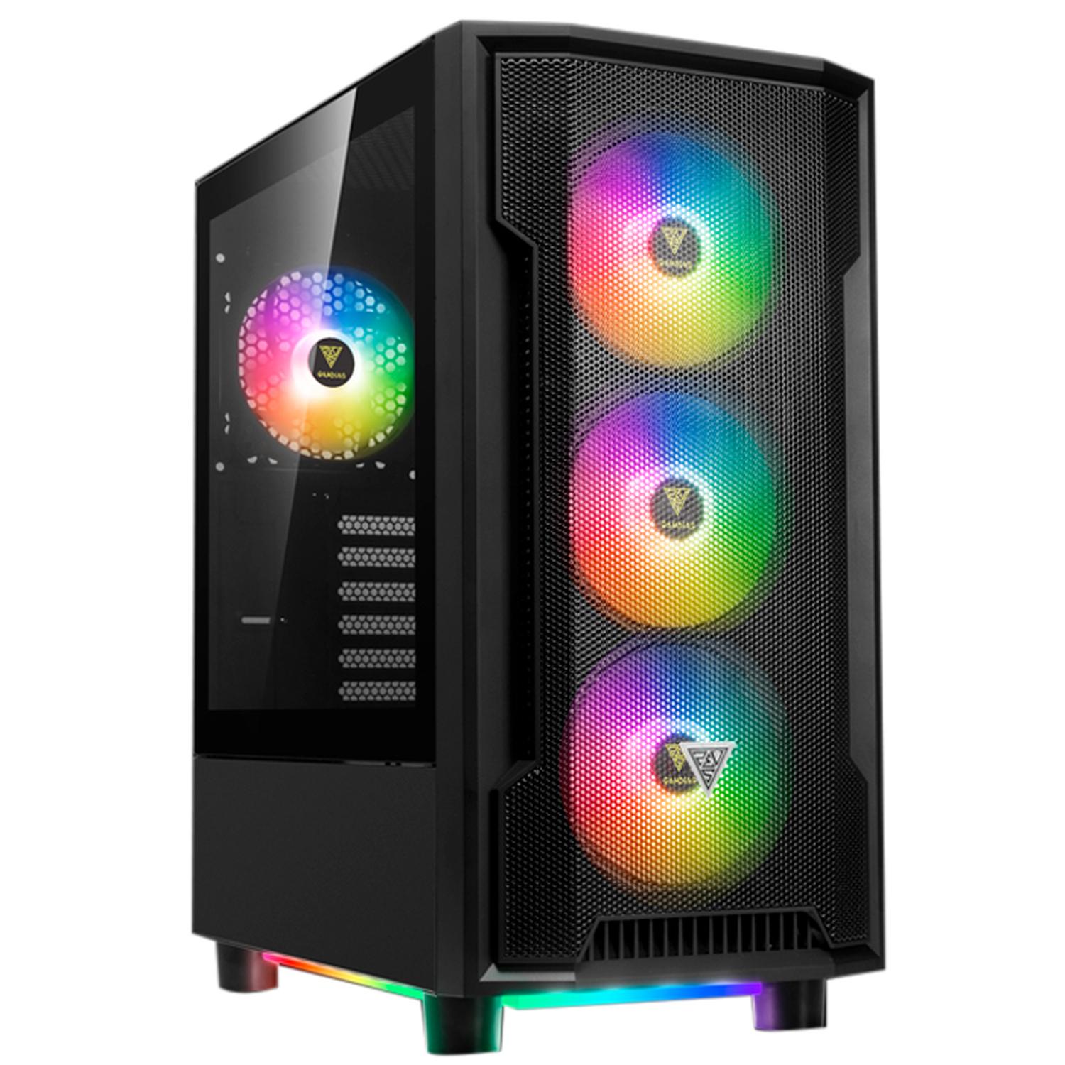 Gabinete Gamer GAMDIAS ATHENA M6 LITE ATX 4 Fan Cristal templado ARGB