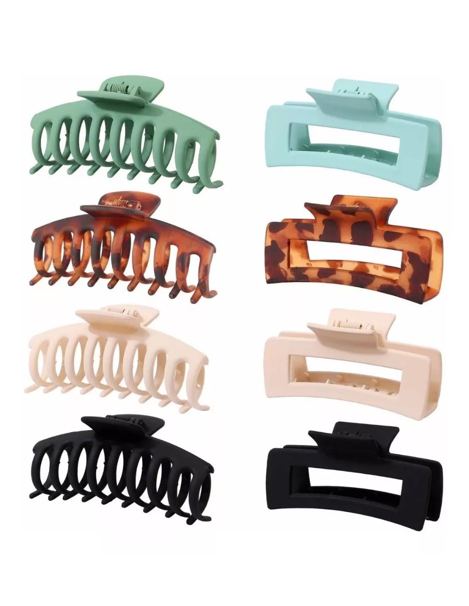 Pinzas Para Cabello Broches Cabello Grande Mujer 8 Pzs Multicolor
