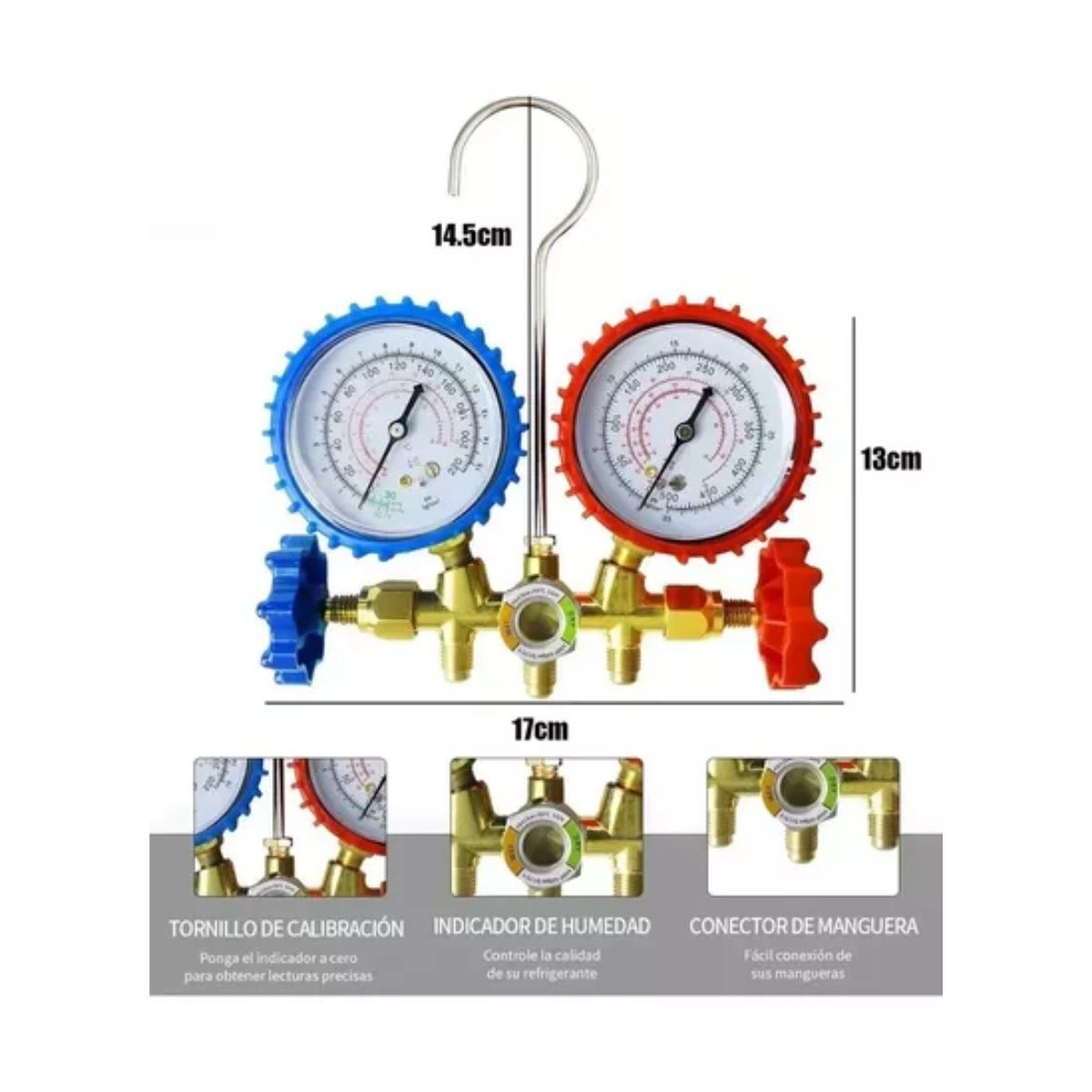 Juego Manómetros Refrigeración R410a R134a R22 R404a+5 cabeza