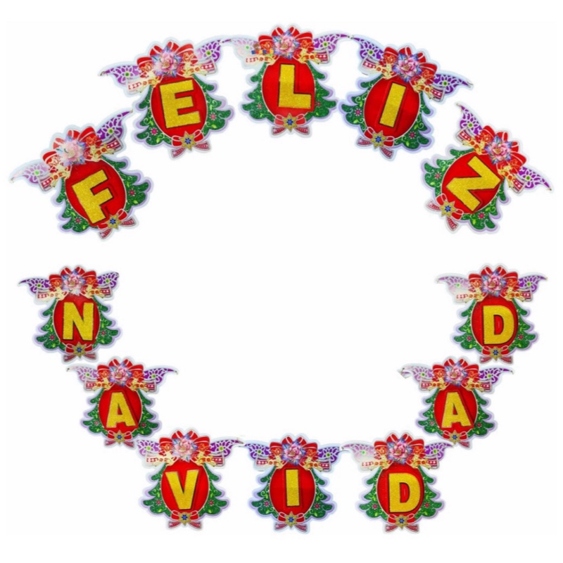 3 Letreros Banderín Feliz Navidad Adorno Decoración Navideño