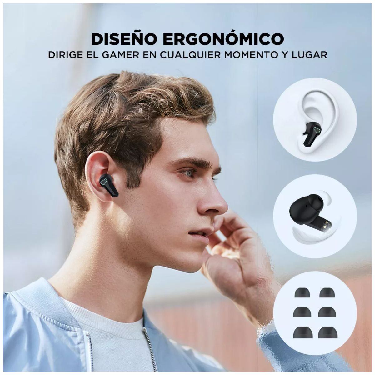 Audífonos In-ear Gamer Inalámbricos Personalizados Gris