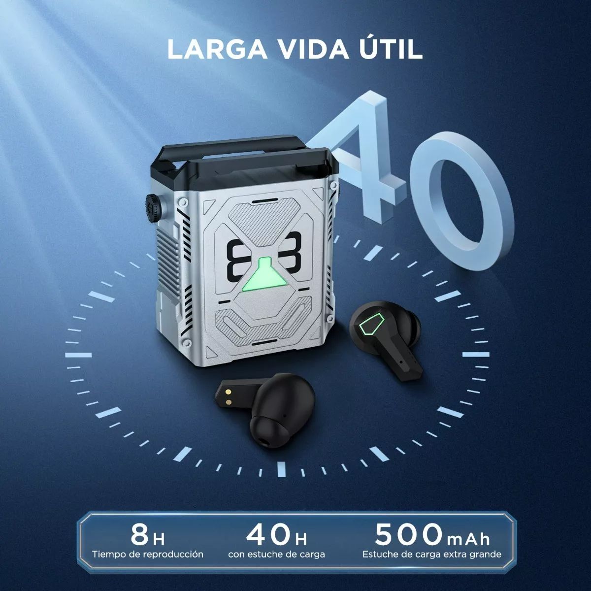 Audífonos In-ear Gamer Inalámbricos Personalizados Gris