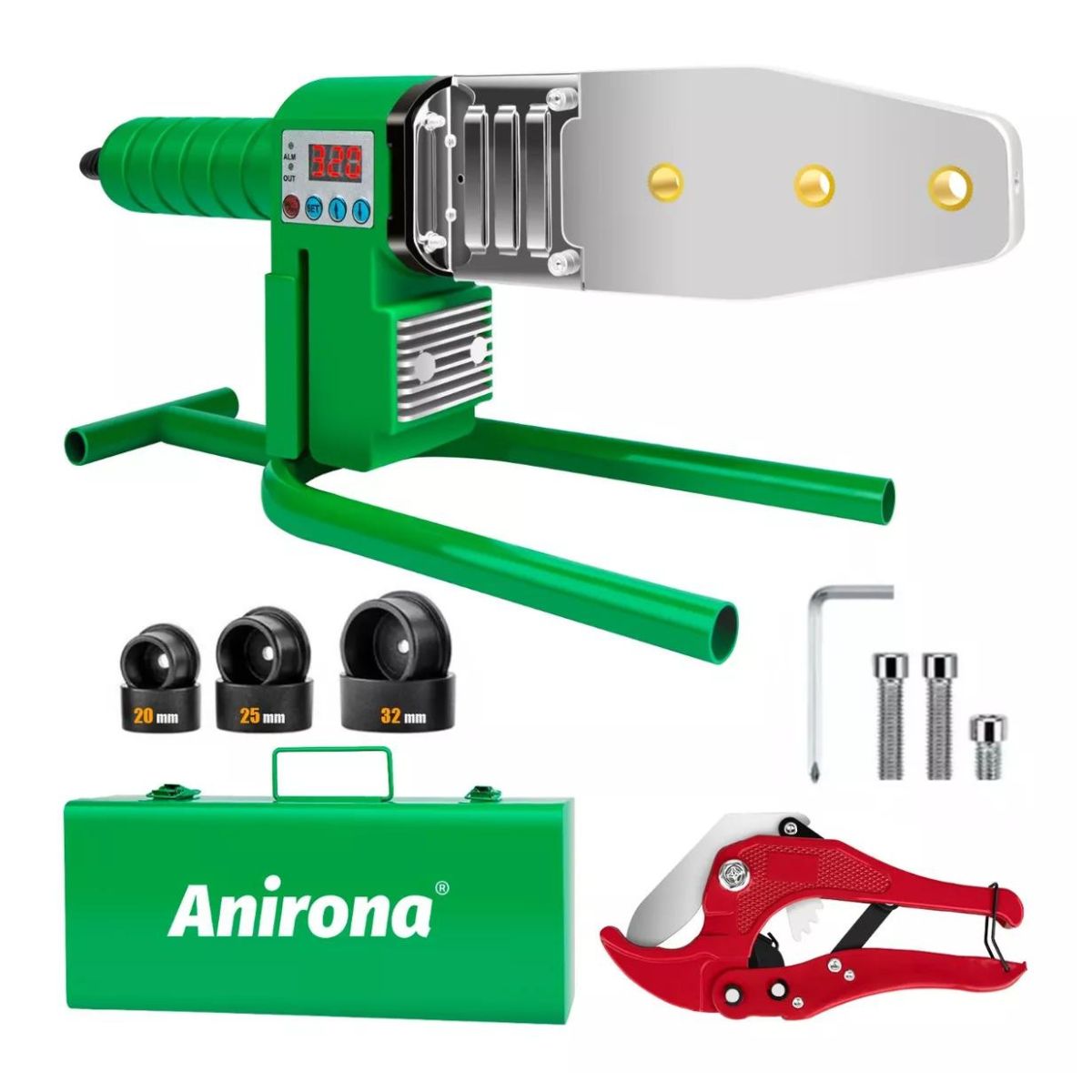 Termofusora Kit 1000w Para Ppr Con 3 Dados Anirona Aa932 Pro, Color Verde