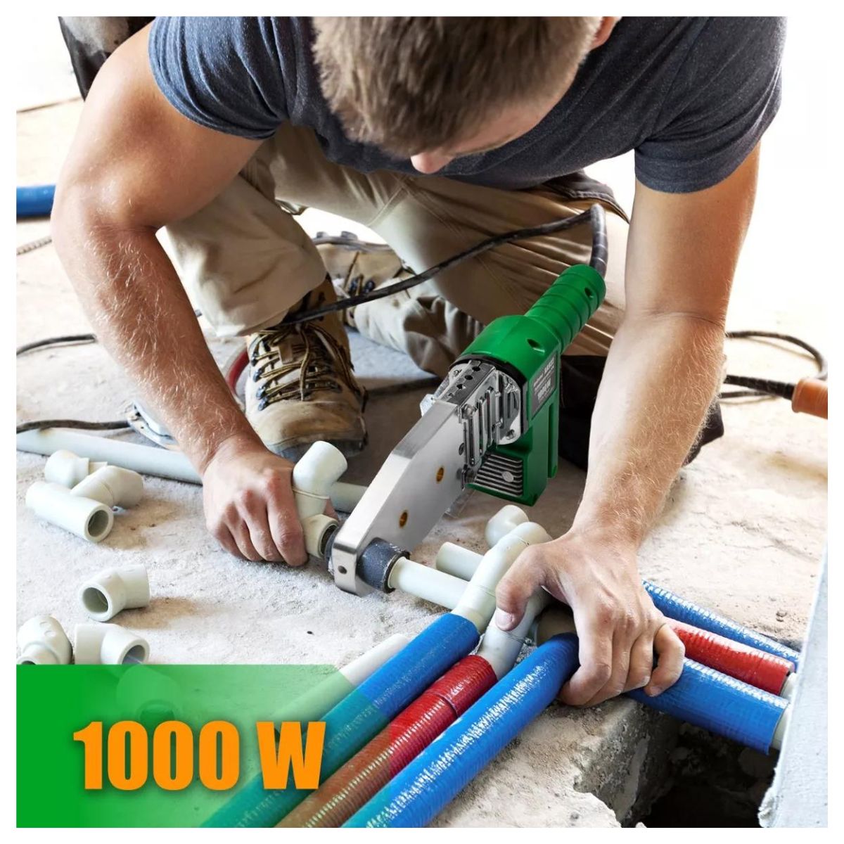 Termofusora Kit 1000w Para Ppr Con 3 Dados Anirona Aa932 Pro, Color Verde