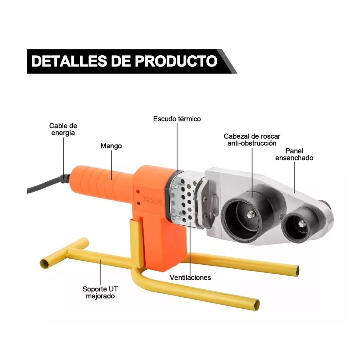Kit De Termofusora Naranja Con 6 Dados (20 Mm A 63 Mm) Tijeras Gris