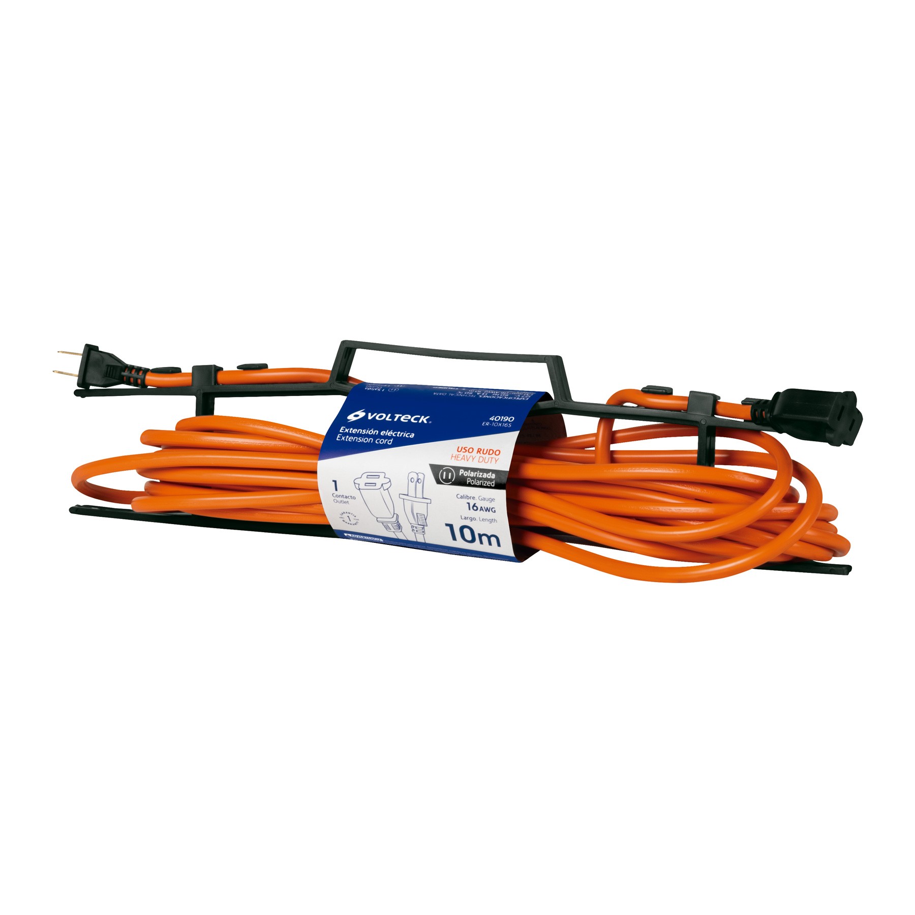 EXTENSIÓN ELÉCTRICA USO RUDO 10 M 2X16 AWG PARA 1 CLAVIJA VOLTECK 40190