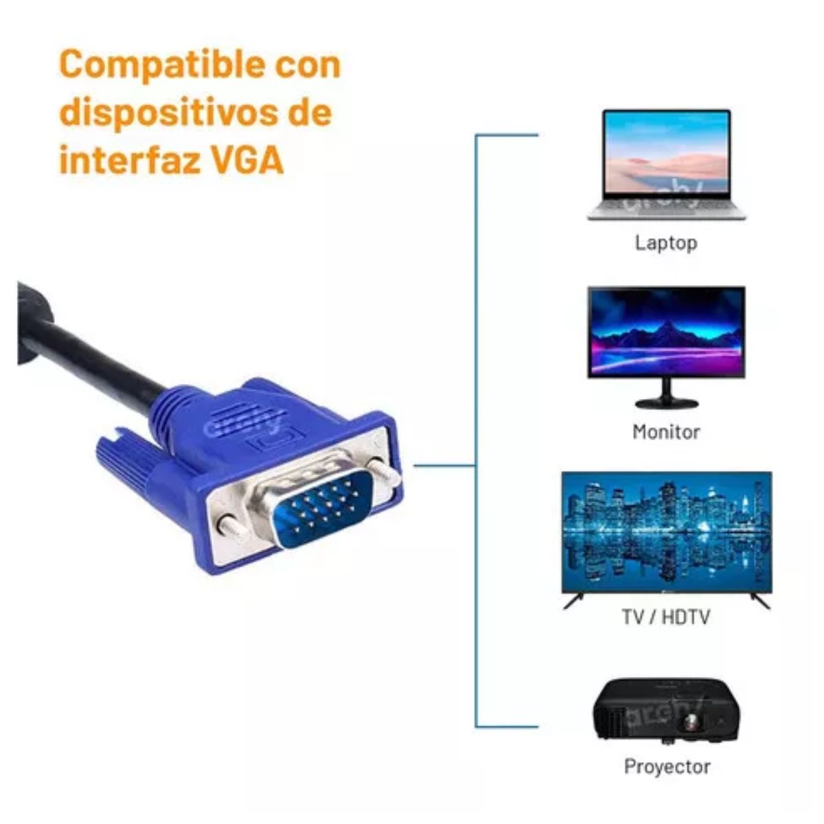 Gio Cable Vga A Vga De 15 Metros Blindado Uso Rudo Negro