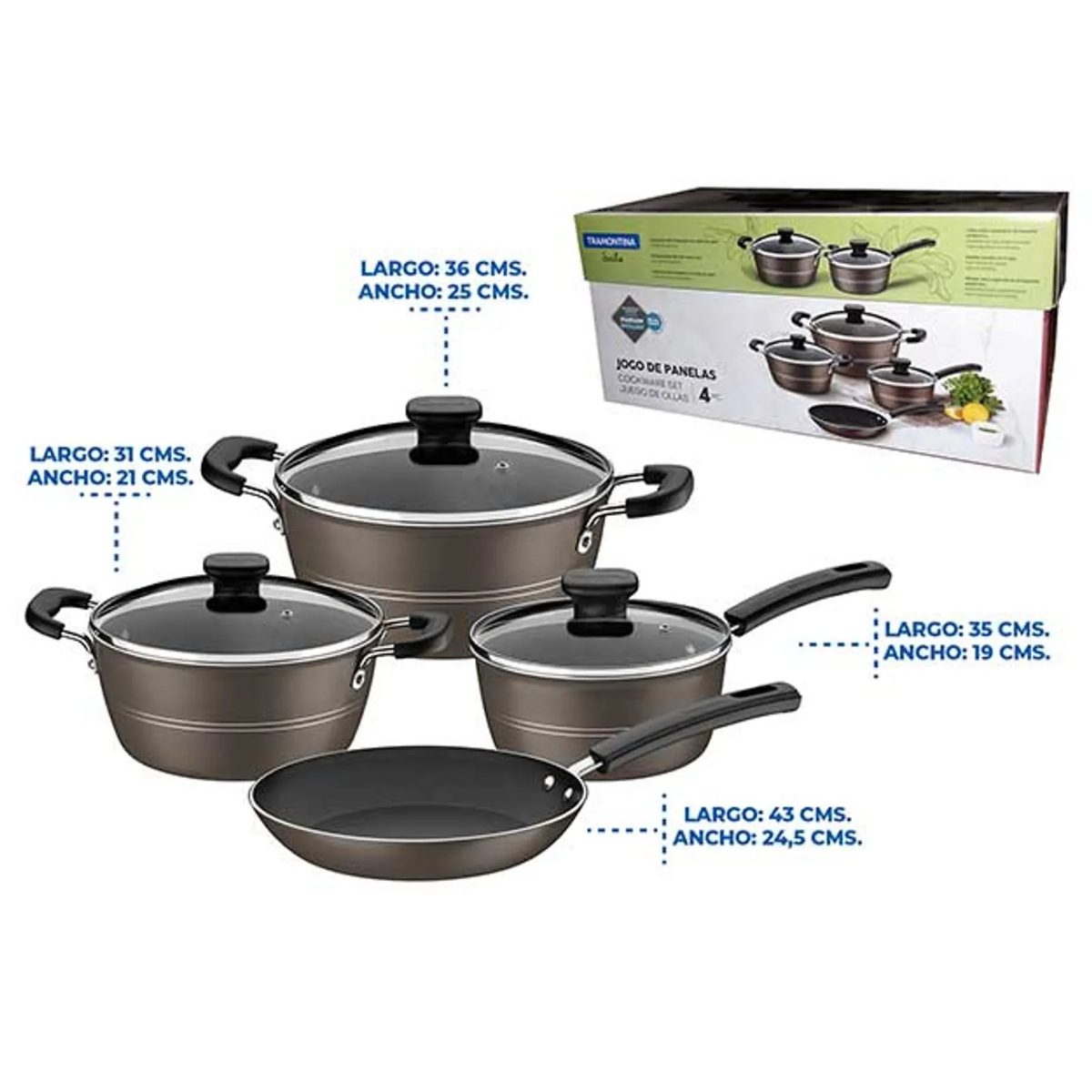 Batería de Cocina Tramontina Sicilia 7 Piezas Avellana 20499-616