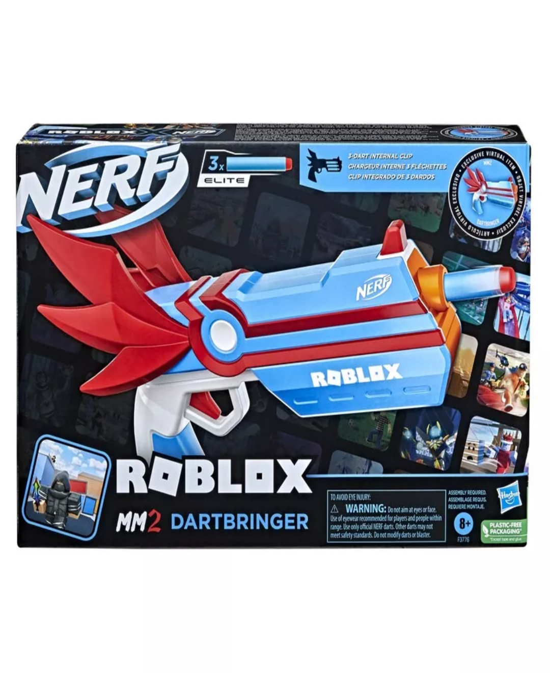 Lanzador Nerf Elite Roblox Mm2 Dartbringer Con 3 Dardos 8+