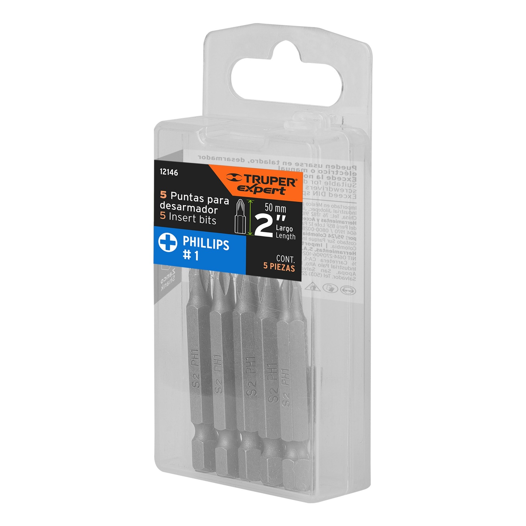 ESTUCHE CON 5 PUNTAS DE CRUZ PH1 LARGO 2", TRUPER EXPERT 12146