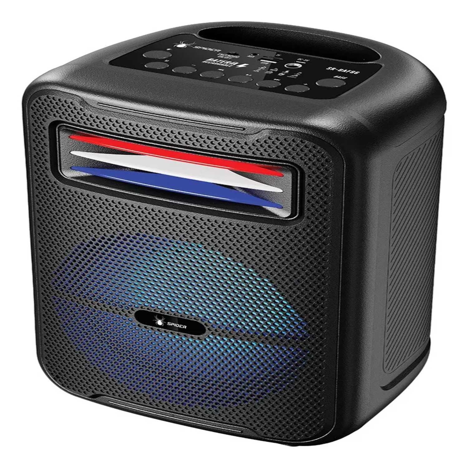 BOCINA AMPLIFICADA DE 8" DE 12,000 WATTS CON BLUETOOTH Y LUCES LED