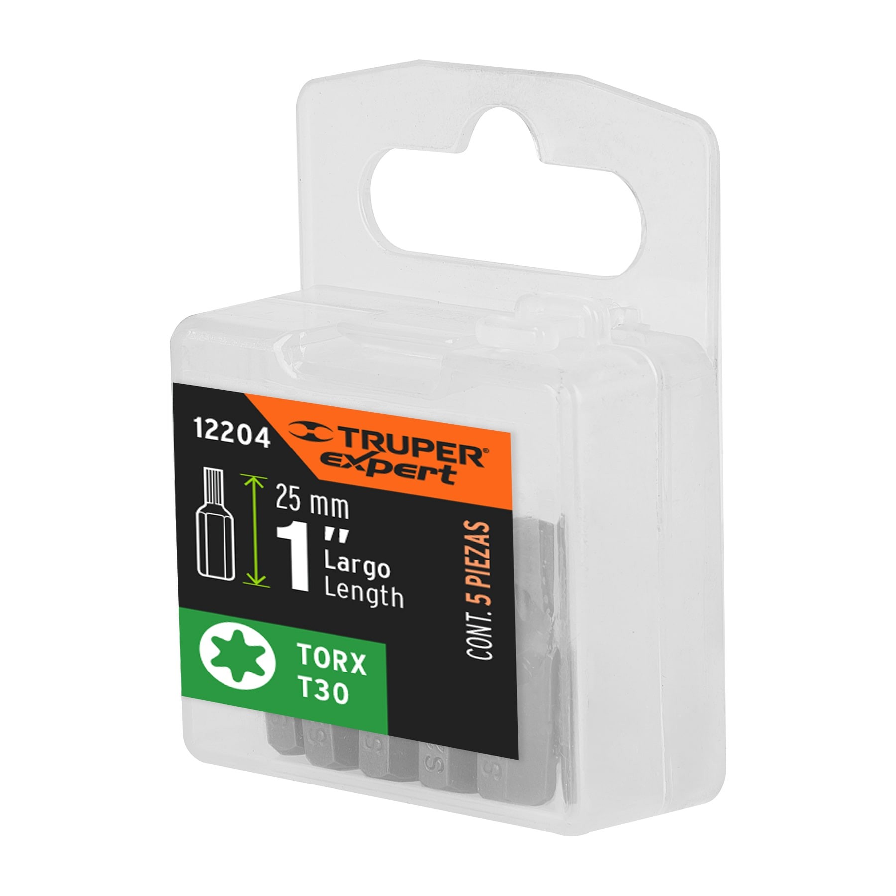 ESTUCHE CON 5 PUNTAS TORX T40 LARGO 1", TRUPER EXPERT 12206