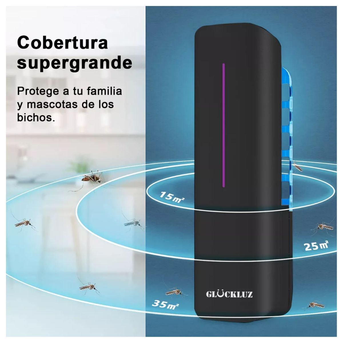Lámpara Mata Mosquitos Eléctrico Matamoscas Insectos Killer NEGRO