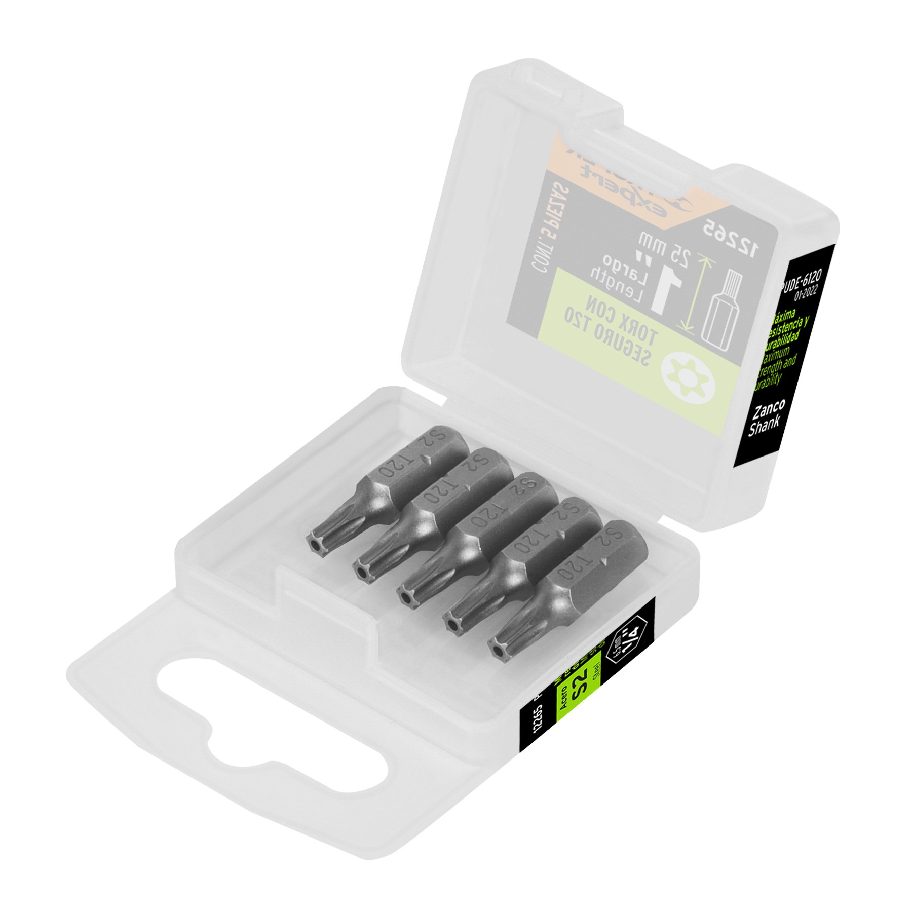 ESTUCHE CON 5 PUNTAS TORX T20 CON SEGURO LARGO 1", TRUPER EXPERT 12265