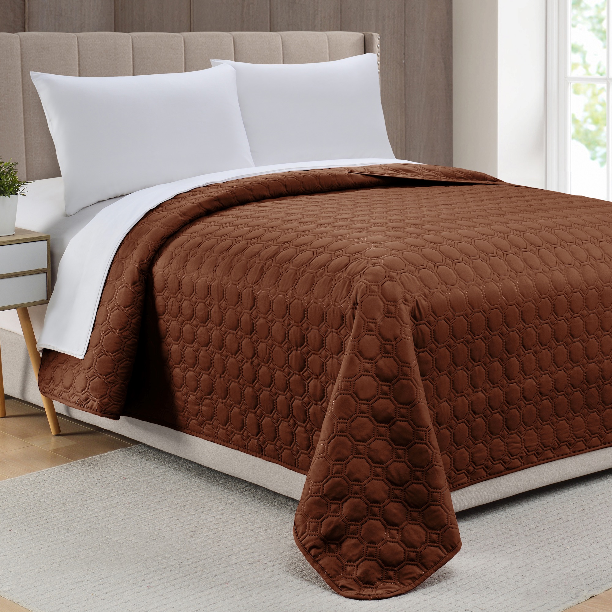 Colcha/Cubrecama Individual ALLURE Reversible Diseño Liso 100% Poliéster