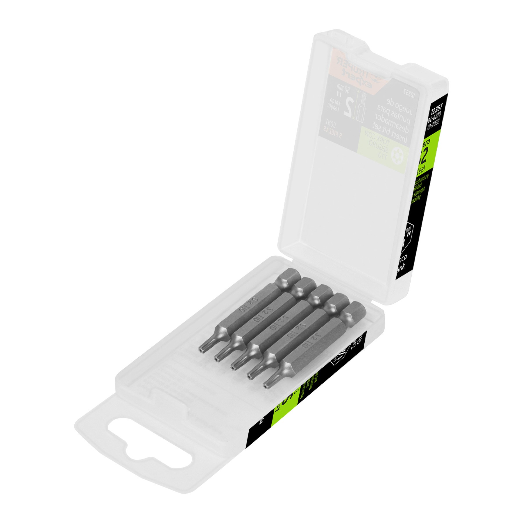 ESTUCHE CON 5 PUNTAS TORX T10 CON SEGURO LARGO 2", TRUPER EXPERT 12357