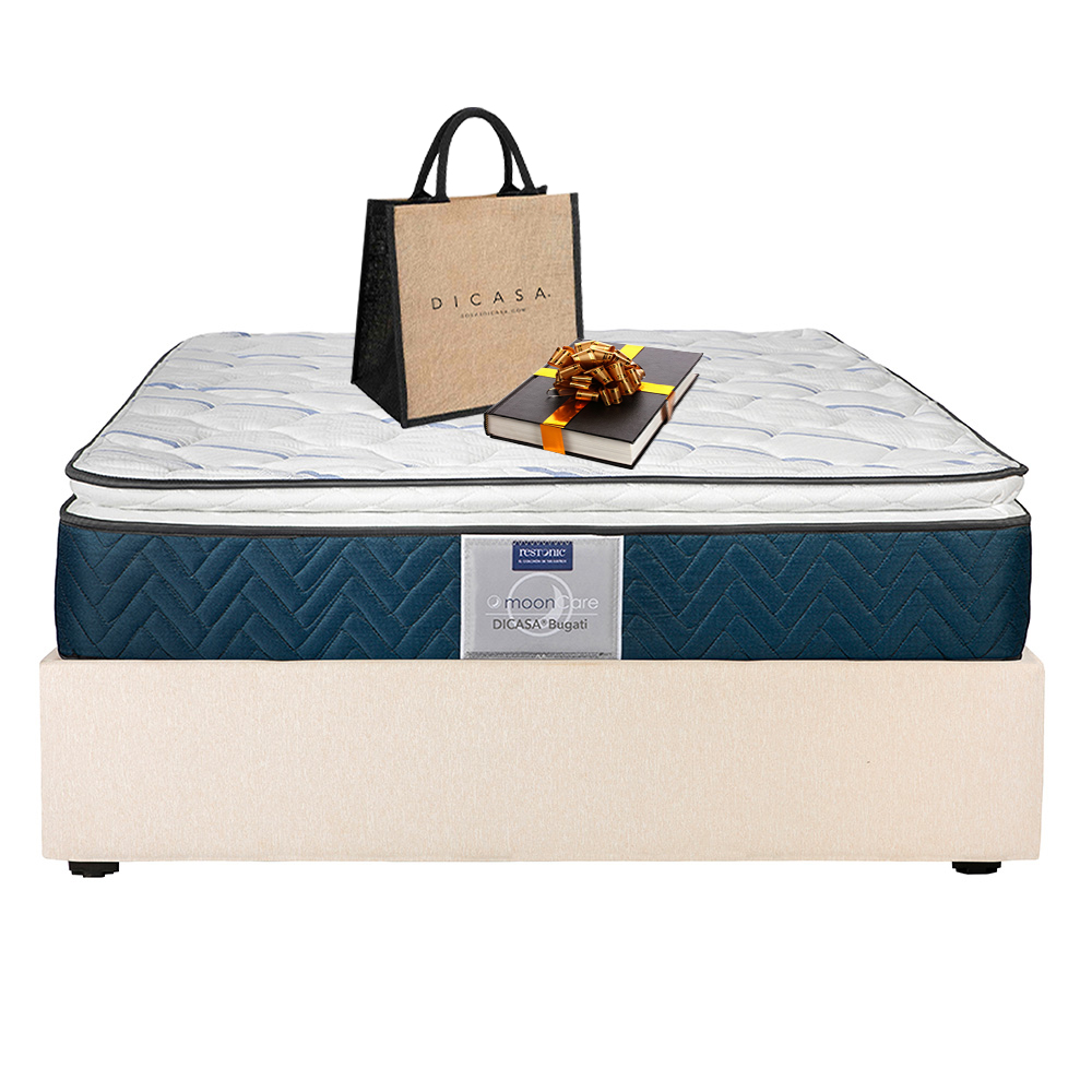Colchón Queen Size Dicasa Bugati con Base Cama Dicasa Colt Beige Claro