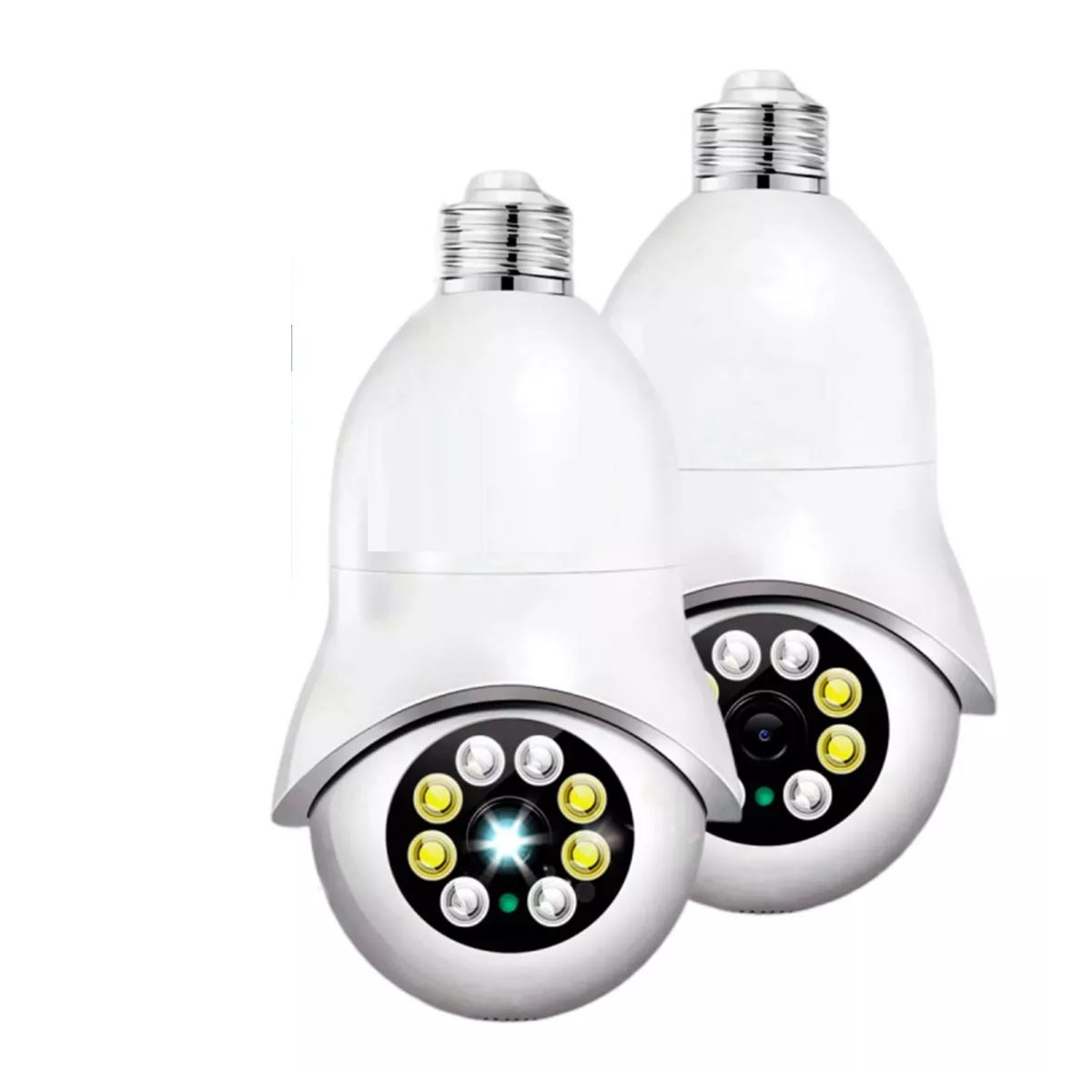Par Cámara De Seguridad Wifi Hd 1080p E27 Foco 360 Alarma 2pieza