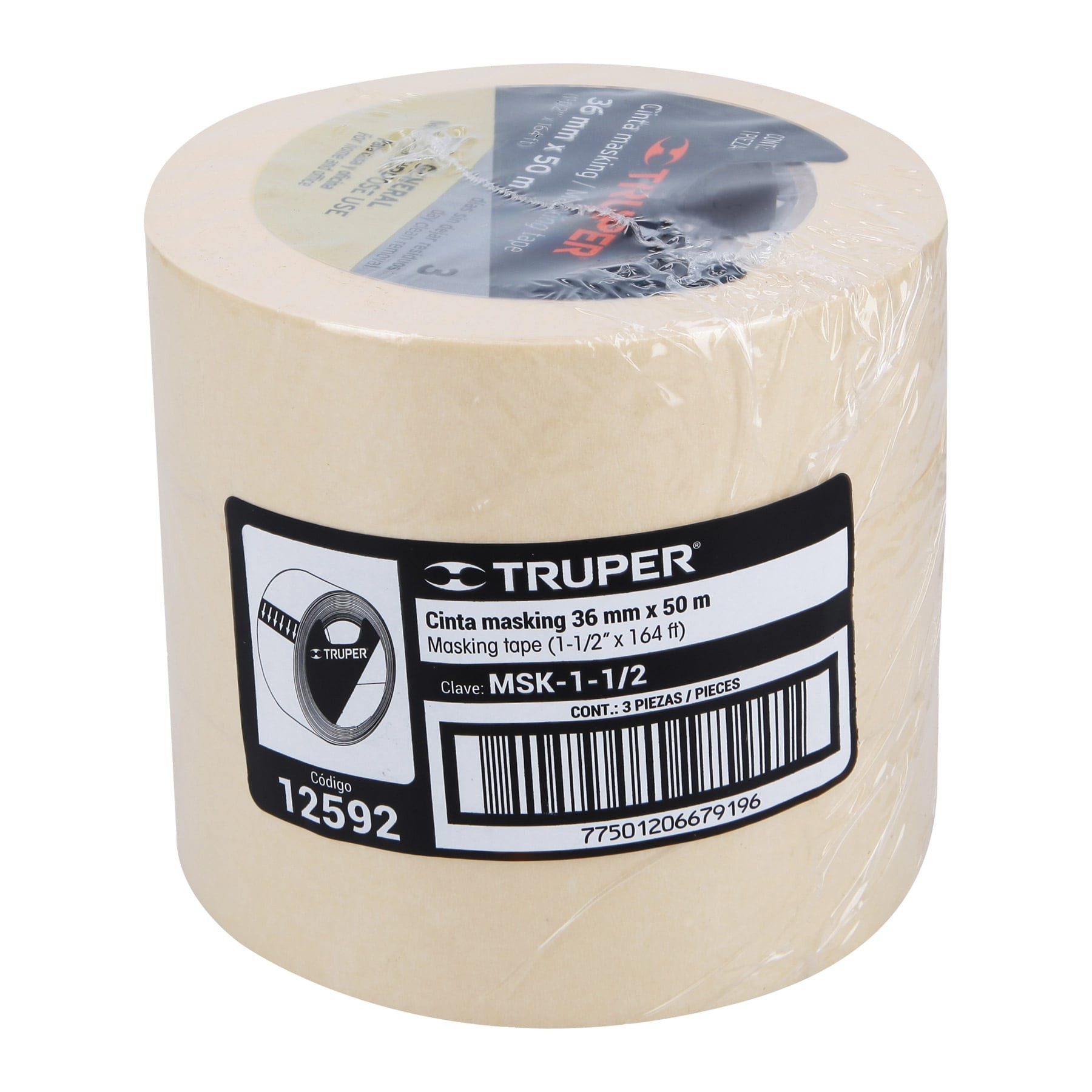 CINTA MASKING TAPE DE 2" X 50 M, TRUPER 12593