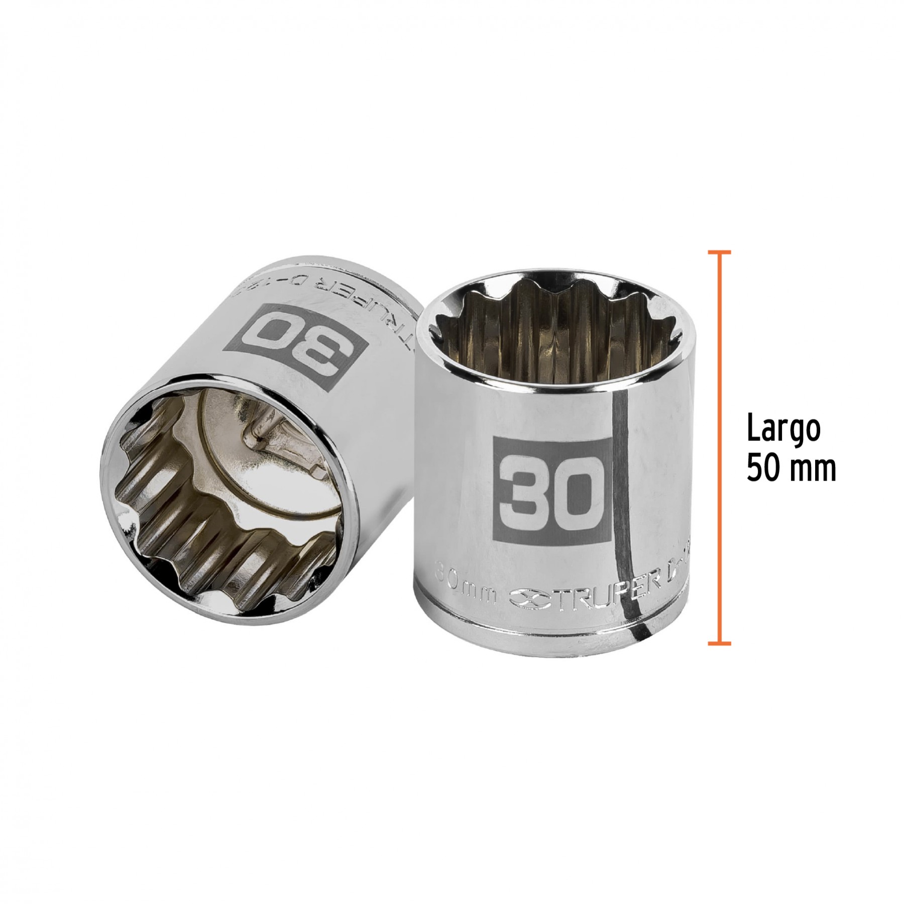 DADO DE 30 MM, 12 PUNTAS, CUADRO 1/2", TRUPER 13544