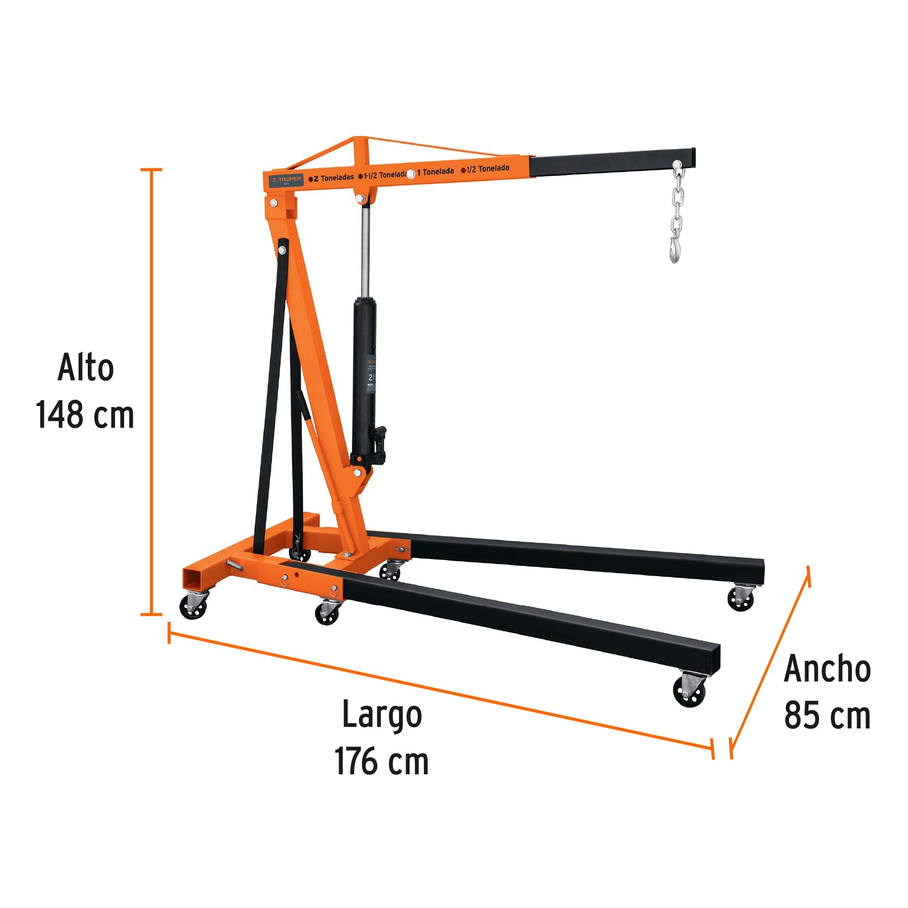 PLUMA HIDRÁULICA 2 TON, PLEGABLE, TRUPER 12888