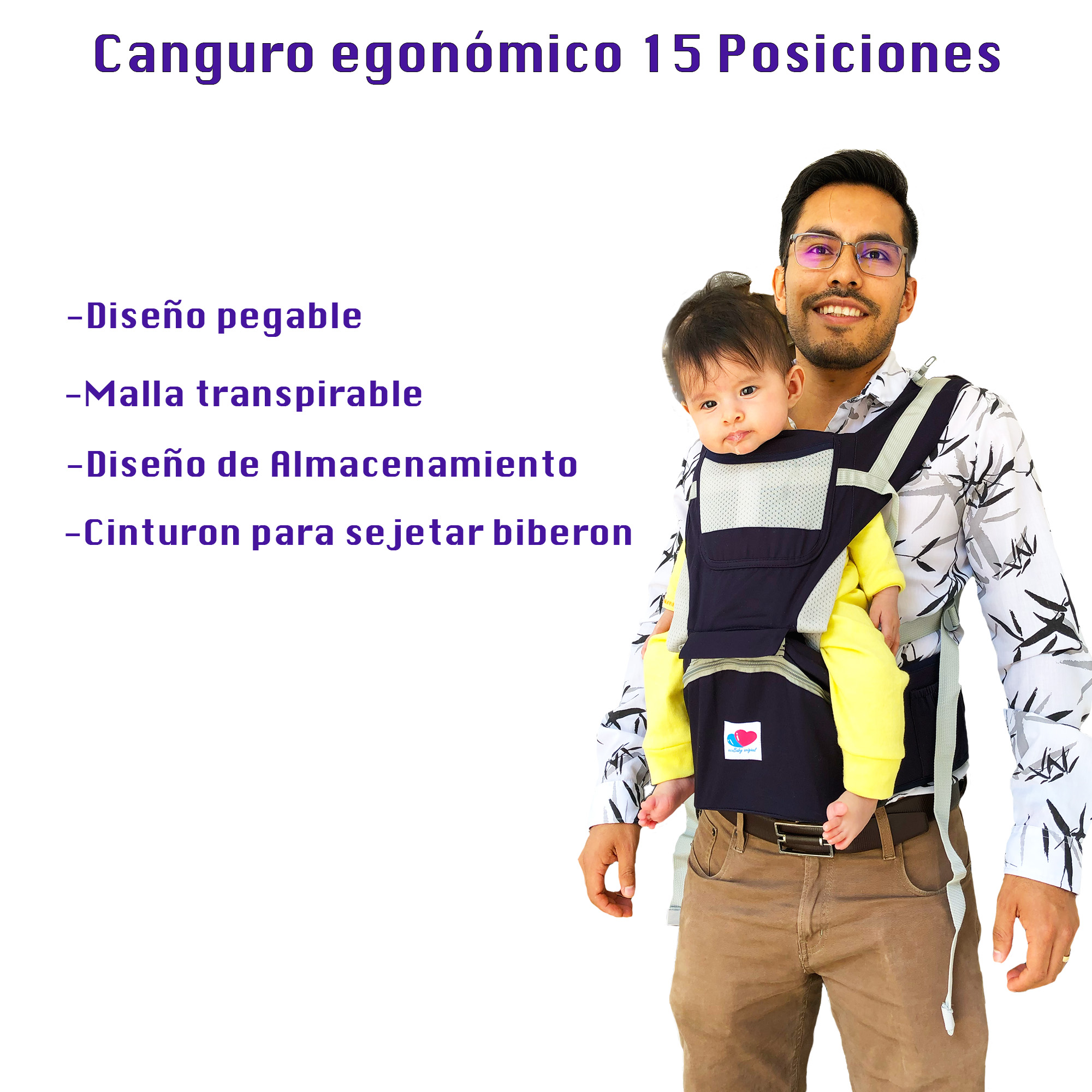Canguro para bebés Ergonómica 15 Posiciones Ecobaby Original.
