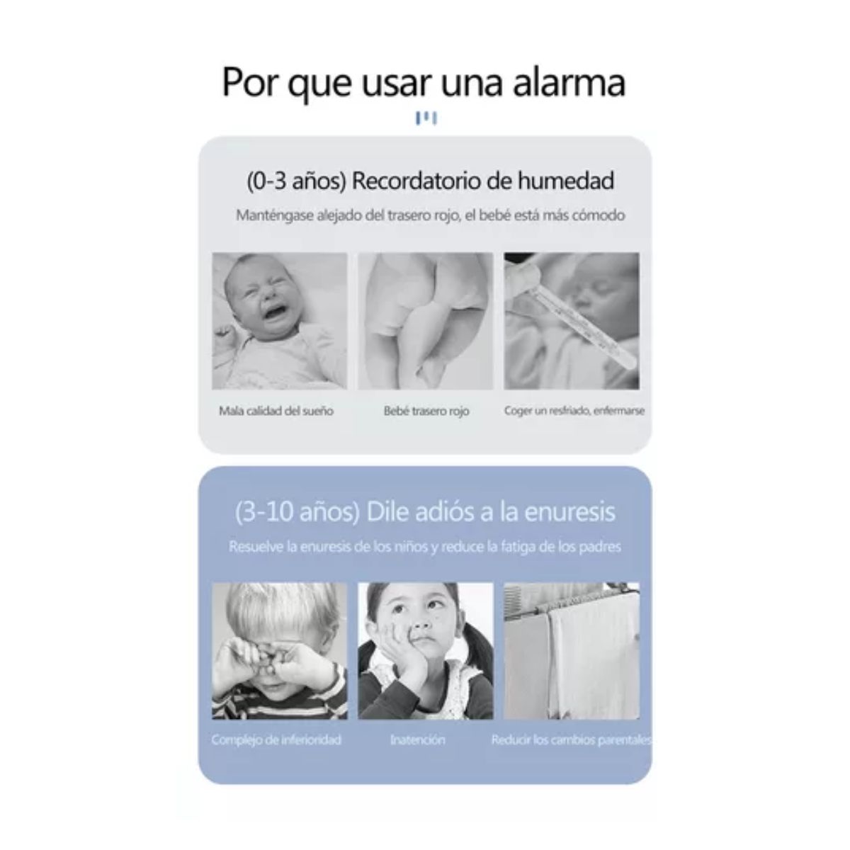 Alarma De Enuresis Con Sonido Fuerte Y Brillante Blanco