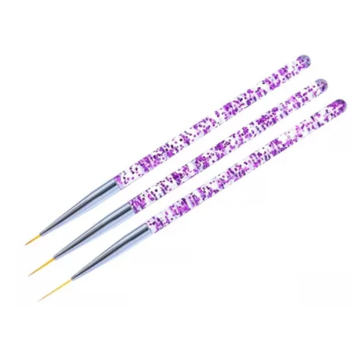 Pinceles para Uñas para estilo Fino y Mano Alzada 3 Pzs, Color Morado ...