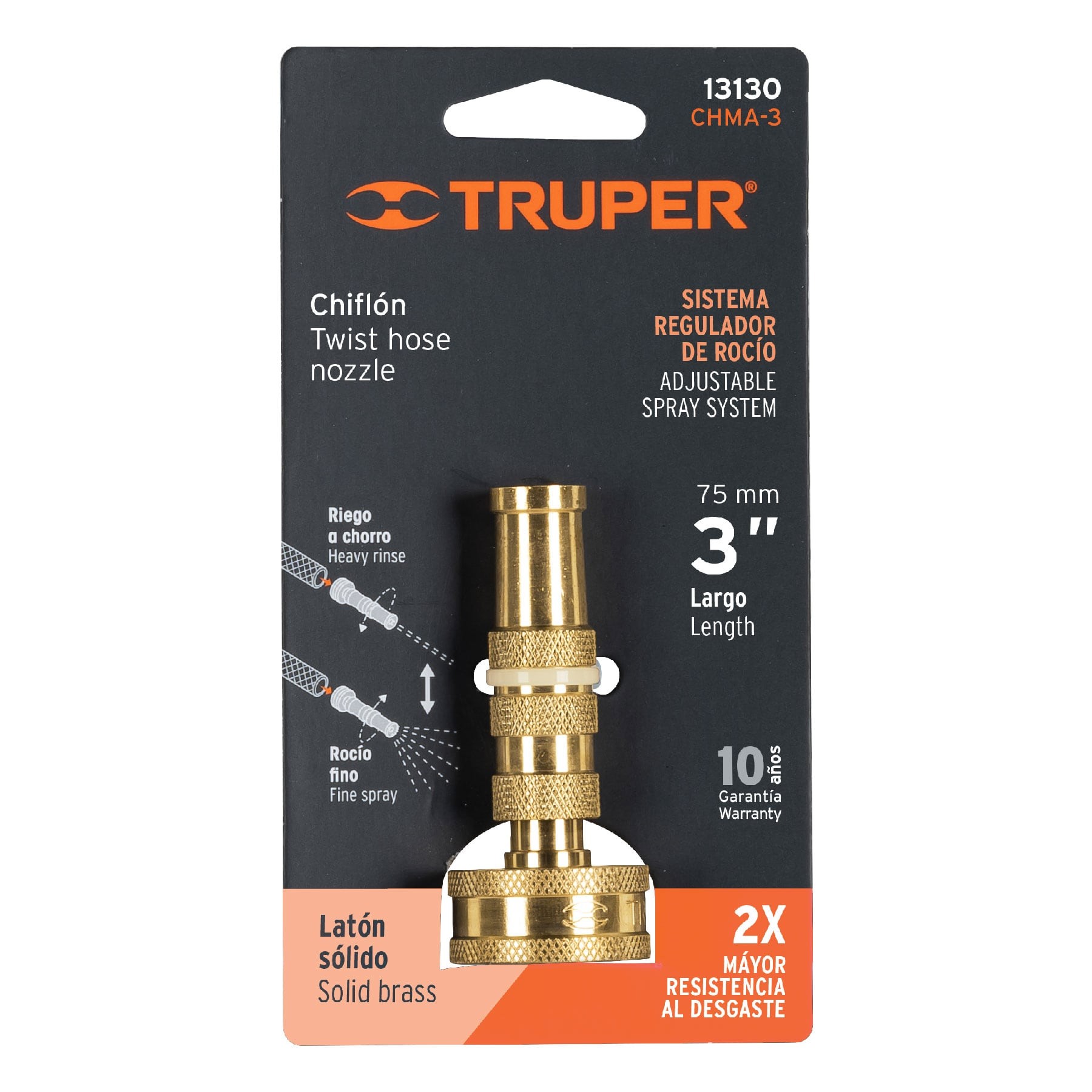 CHIFLÓN 3" DE LATÓN MAQUINADO PARA MANGUERA, TRUPER 13130