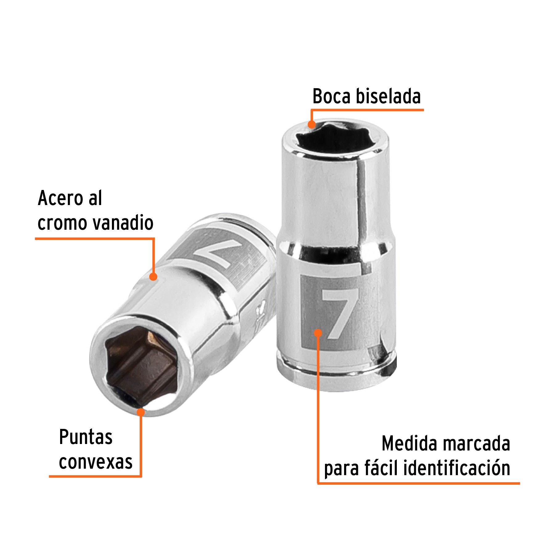 DADO DE 7 MM, 6 PUNTAS, CUADRO 1/4", TRUPER 13169