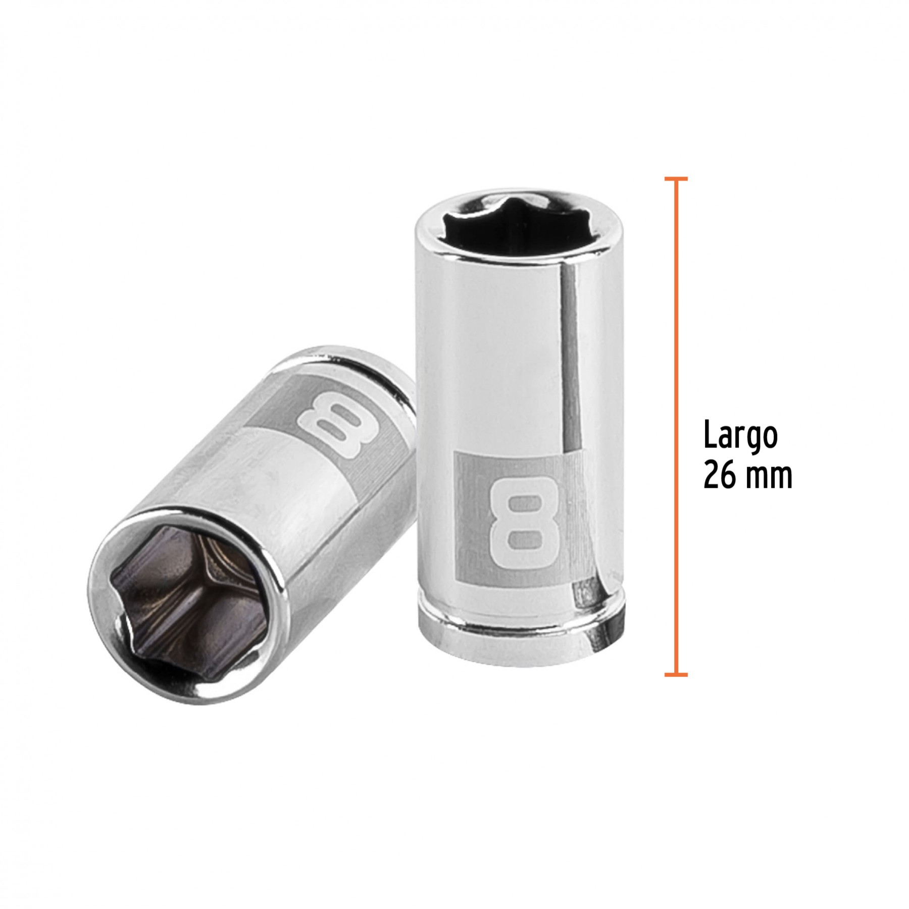 DADO DE 8 MM, 6 PUNTAS, CUADRO 1/4", TRUPER 13170