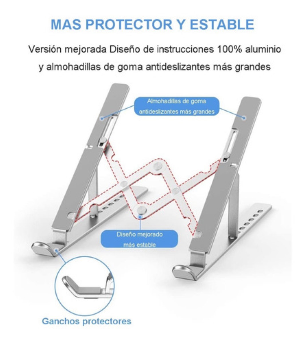 Base Soporte Para Laptop De Aluminio, Plegable, Portátil Plata