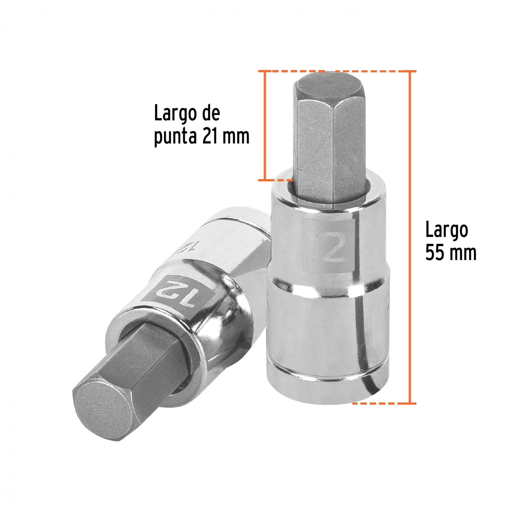 DADO PUNTA HEXAGONAL DE 12 MM, CUADRO 1/2", TRUPER 13284
