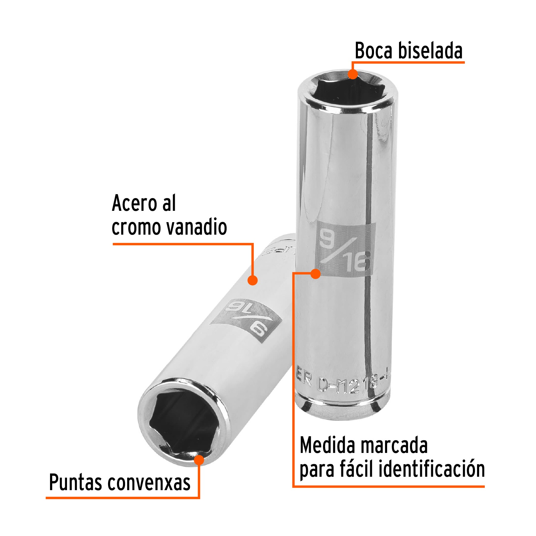 DADO LARGO DE 9/16", 6 PUNTAS, CUADRO 1/2", TRUPER 13326