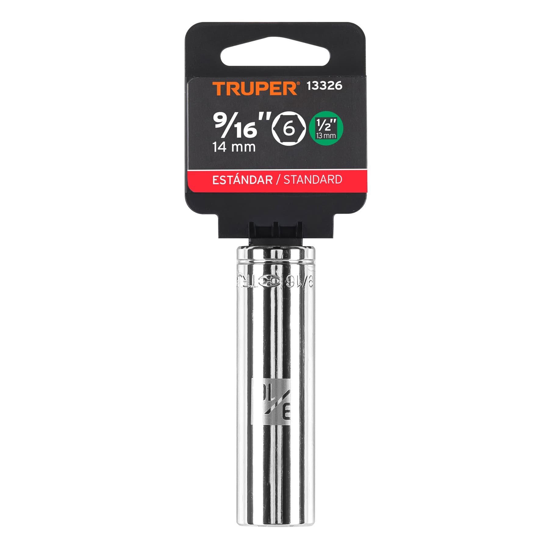 DADO LARGO DE 9/16", 6 PUNTAS, CUADRO 1/2", TRUPER 13326