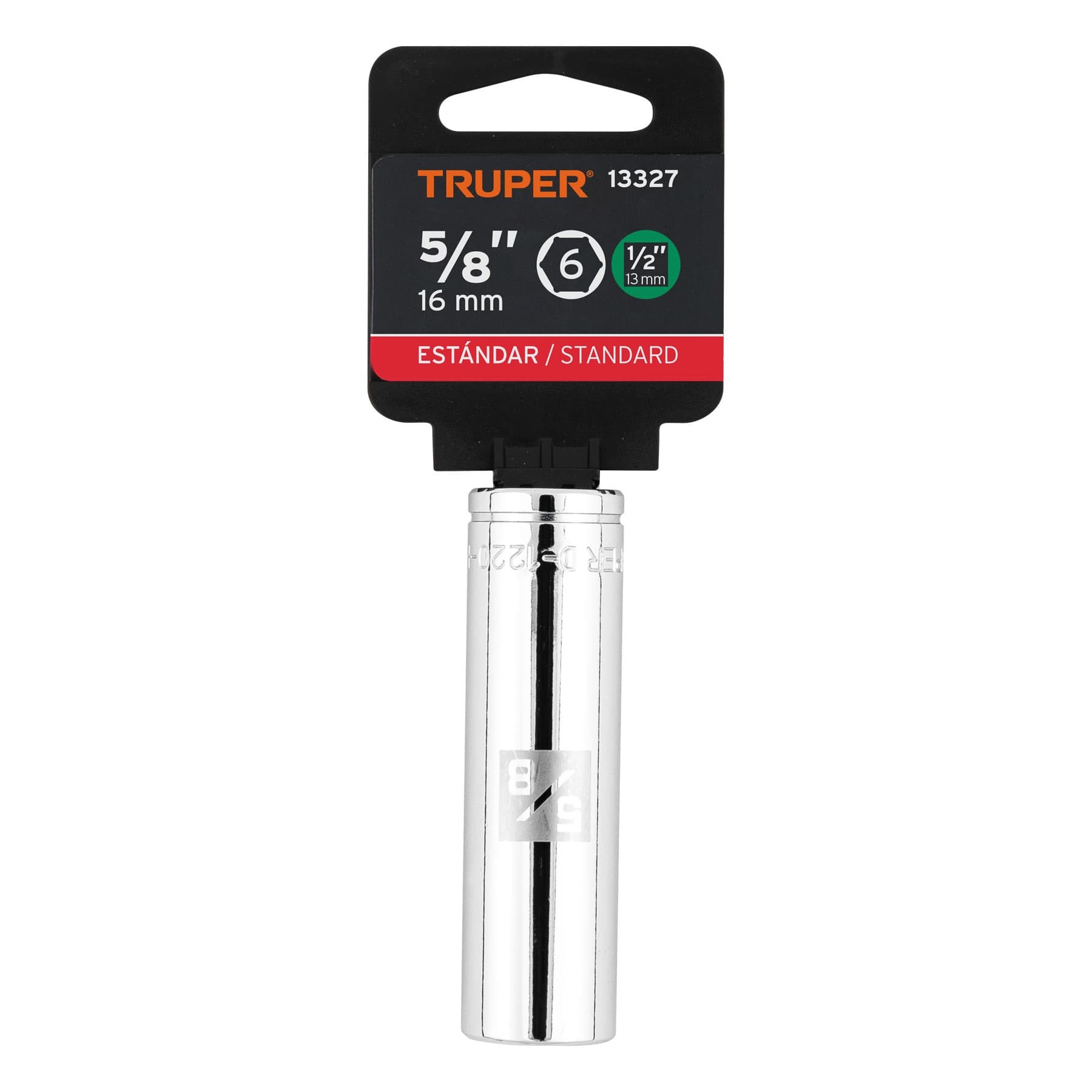 DADO LARGO DE 5/8", 6 PUNTAS, CUADRO 1/2", TRUPER 13327