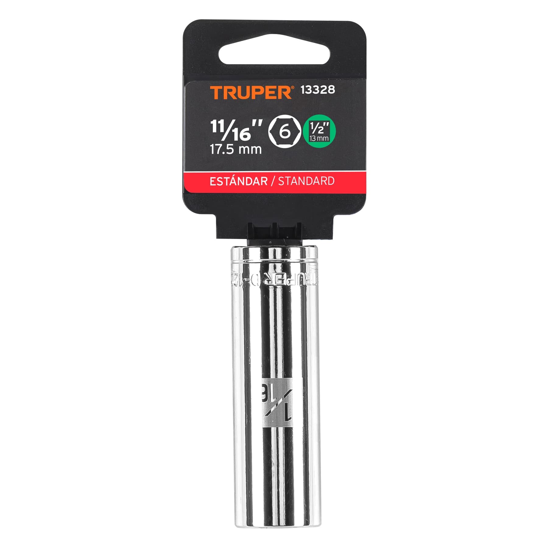 DADO LARGO DE 11/16", 6 PUNTAS, CUADRO 1/2", TRUPER 13328