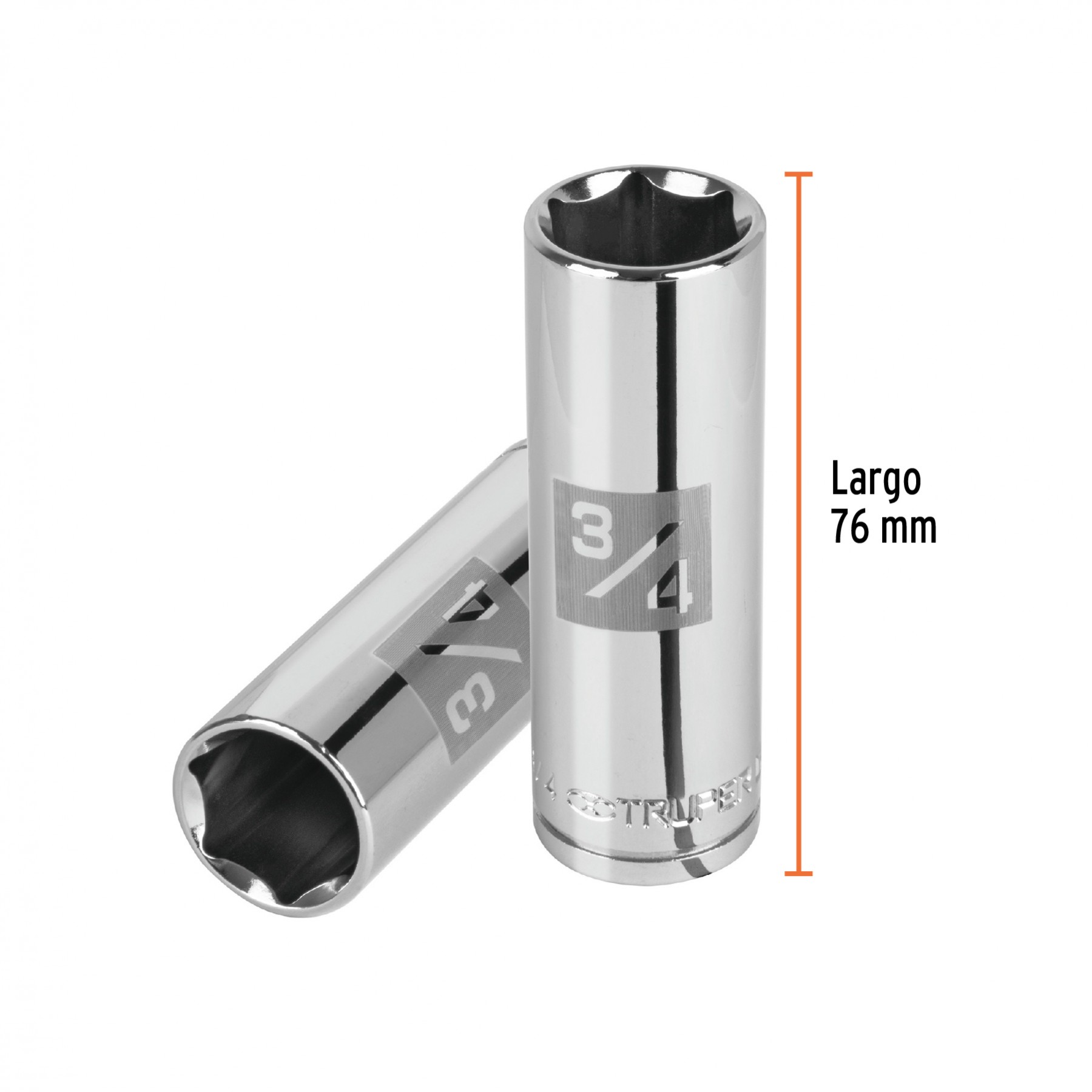 DADO LARGO DE 3/4", 6 PUNTAS, CUADRO 1/2", TRUPER 13329