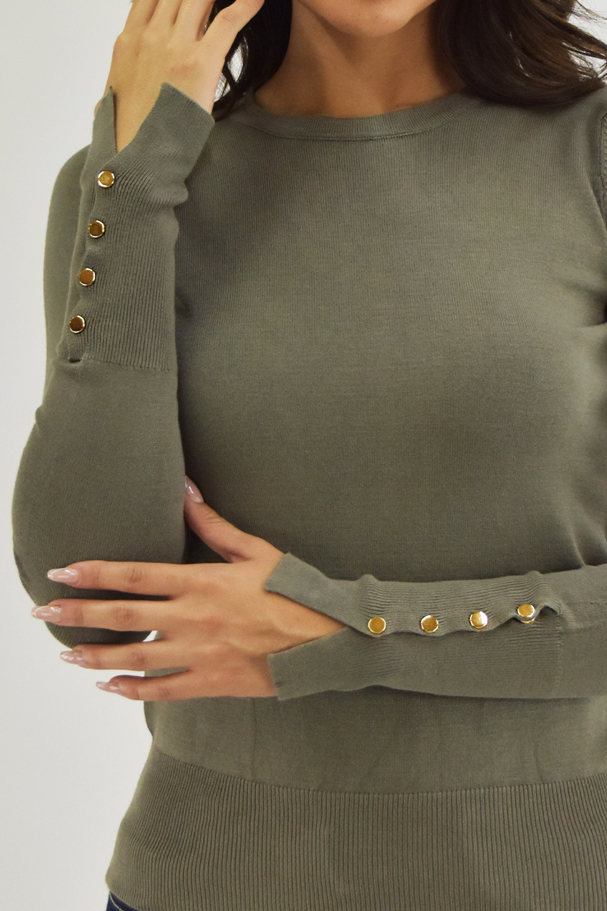 Sueter básico detalle de boton /Juvenil, 0104 (Gris /Verde militar)