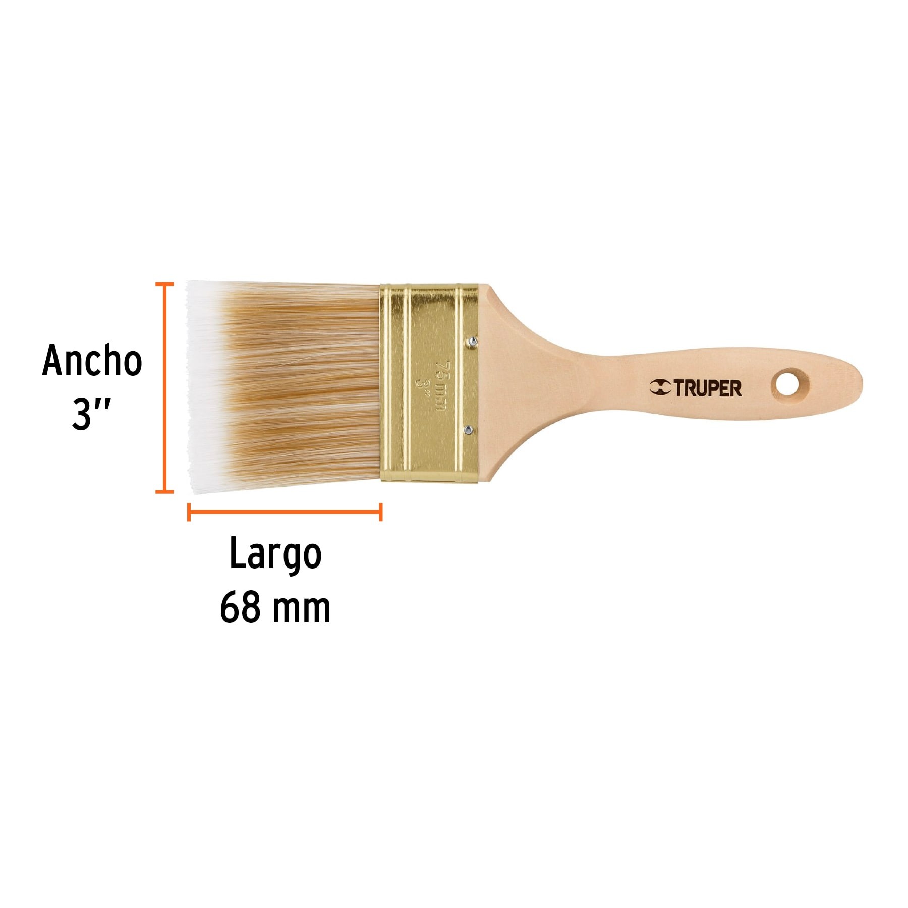BROCHA CERDAS SINTÉTICAS 3" CORTE RECTO, MANGO DE MADERA TRUPER 13346